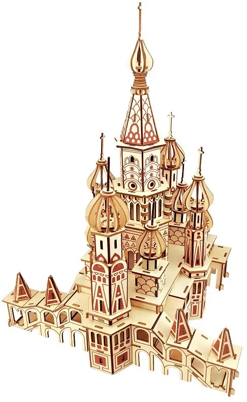 Woodcraft construction kit Woodcraft Dřevěné 3D puzzle Chrám Vasila Blaženého přírodní