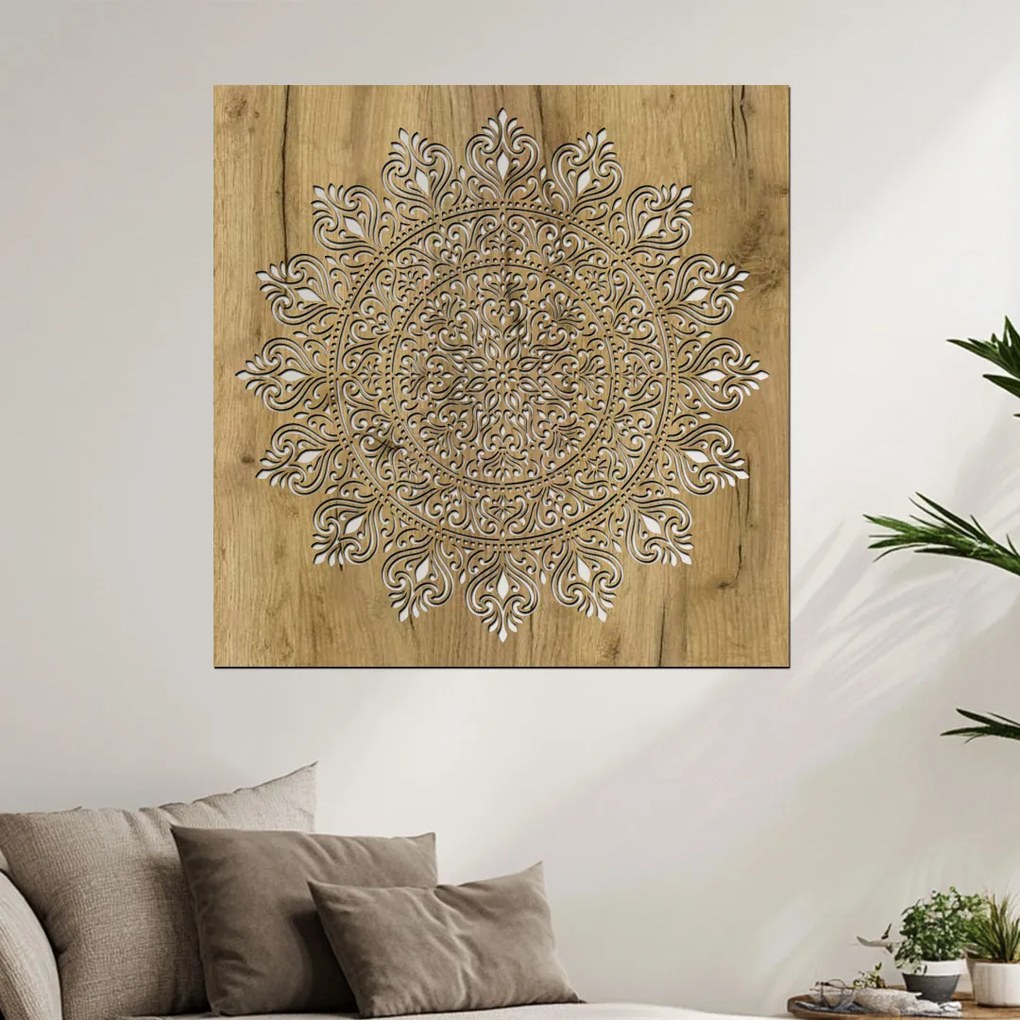 dřevo života Dřevěná mandala Propojení Zvolte rozměr (cm): 80x80, Zvolte barvu dekoru: Bílá