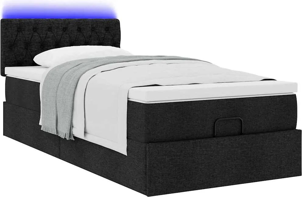 Osmanský postel s matrací černá 90x200 cm textil 3312362