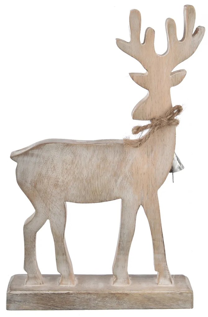 4Home Dekorace z mangového dřeva Nordic Reindeer, 33 cm