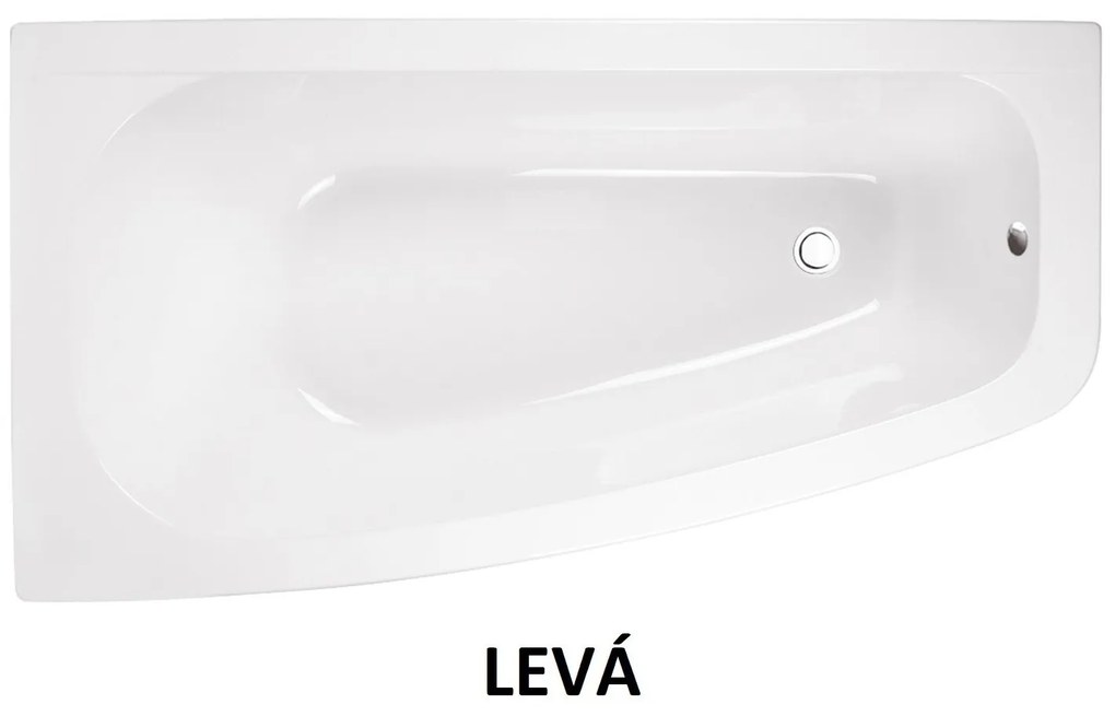 BESCO Asymetrická vana LUNA Nožičky k vaně - S nožičkami, Rozměr vany - 150 × 80 cm, Způsob provedení - Levé - VANLUN150L+OLVPINOZ