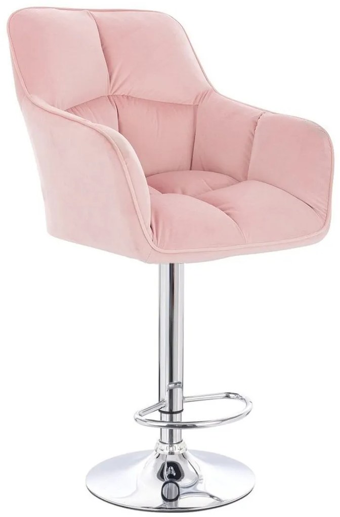 LuxuryForm DESIGN Barová židle AMALFI VELUR na stříbrné kulaté podstavě - růžová