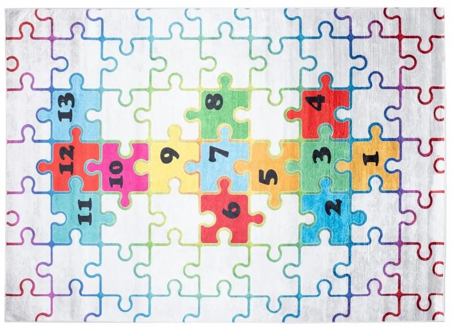 Dětský koberec s barevným motivem puzzle Šířka: 140 cm | Délka: 200 cm