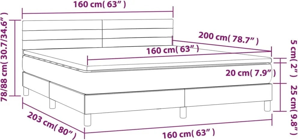 Box spring postel s matrací černá 160x200 cm samet 3141373