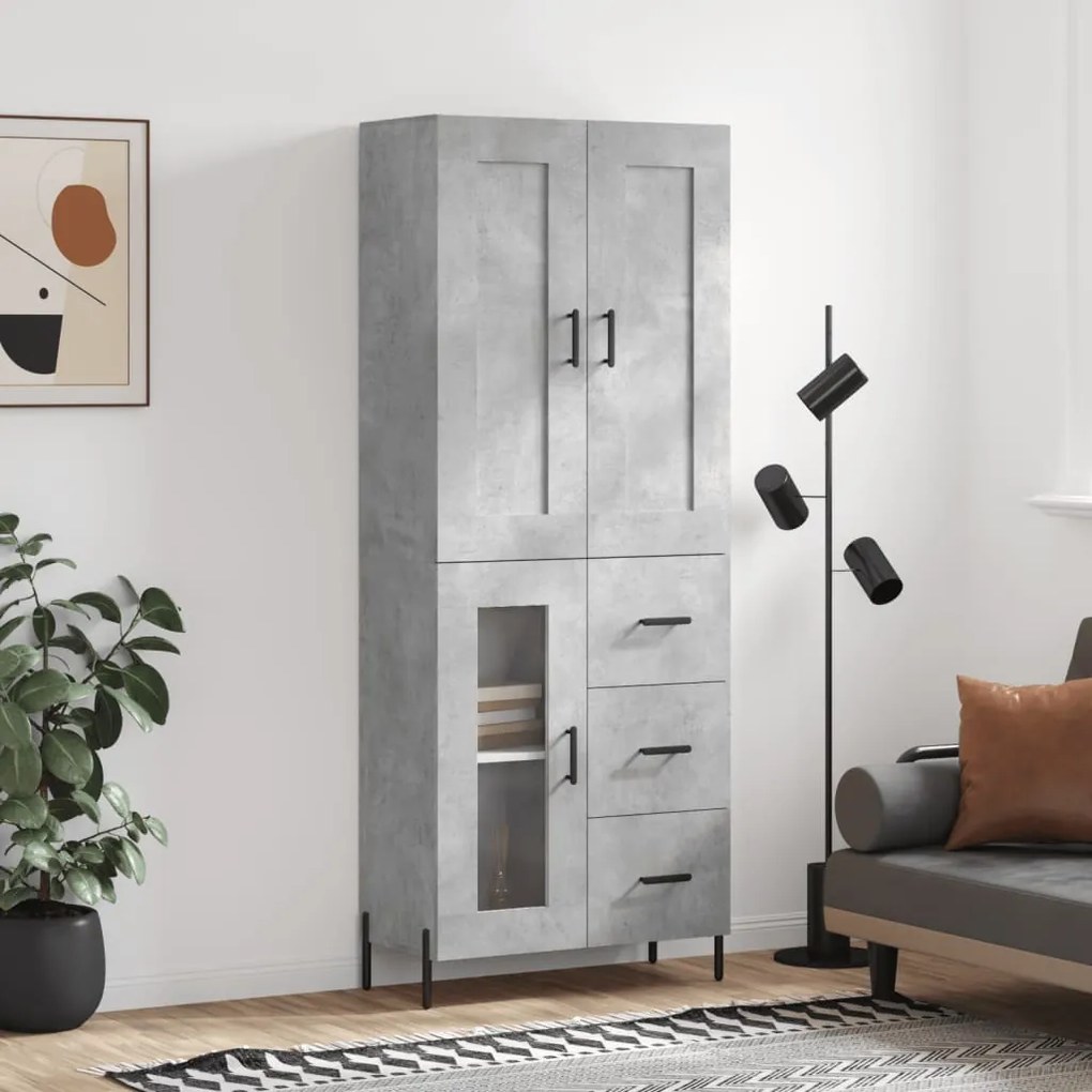 Skříň highboard betonově šedá 69,5x34x180 cm kompozitní dřevo 3199949