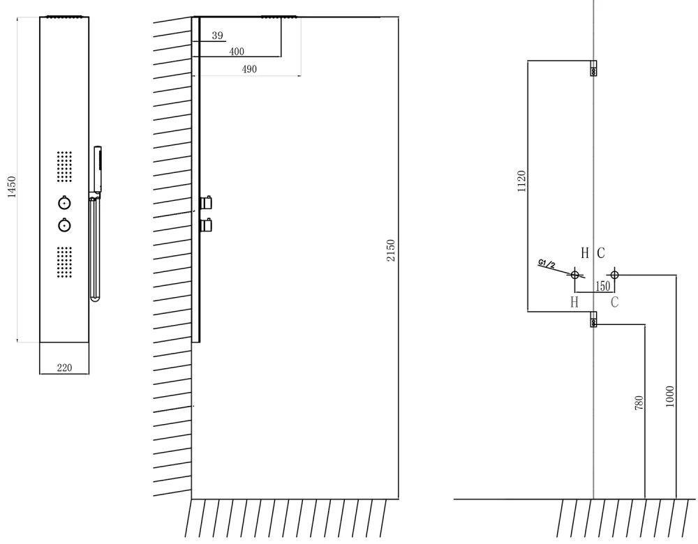 Sapho GRACE sprchový panel 220x1450 mm, nerez mat WN326