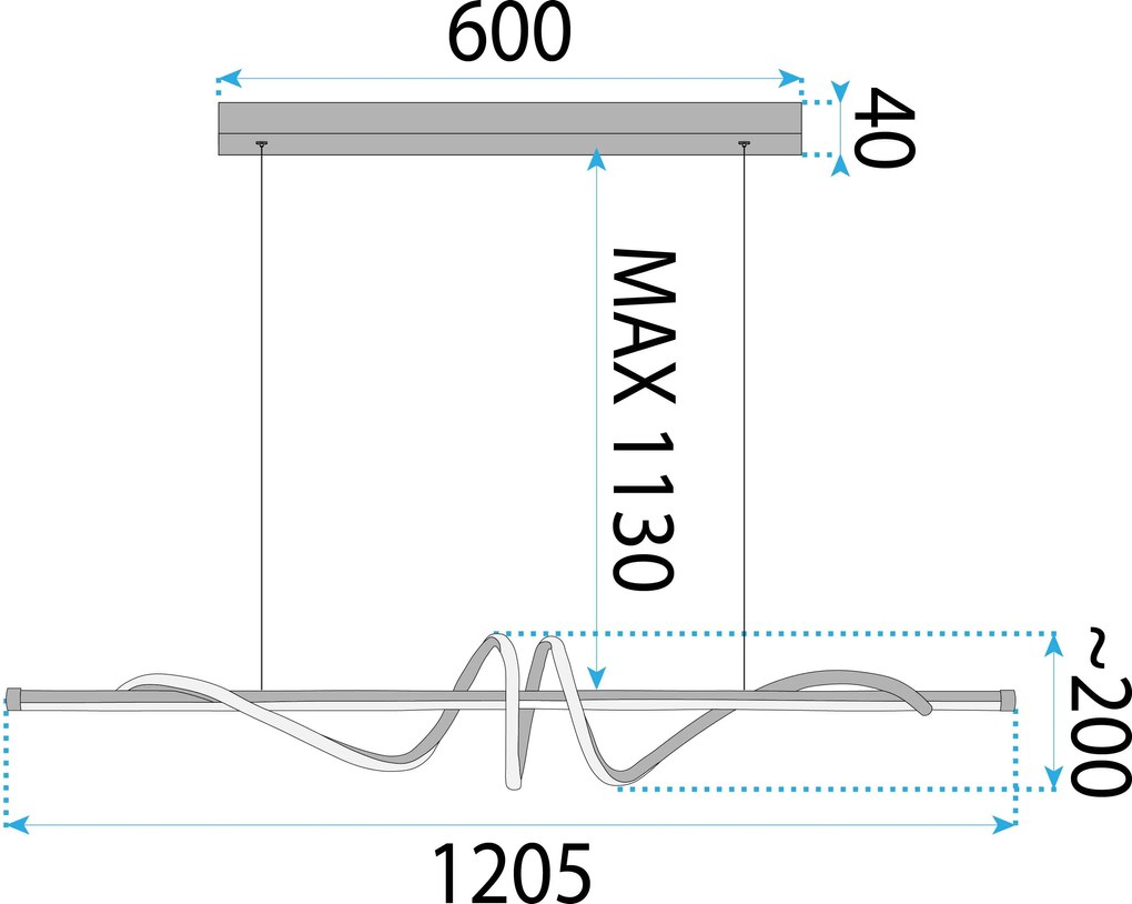 Toolight Toolight, LED stropní svítidlo 120cm, 50W, 3000K, LHJ023-CP, černá matná, OSW-50011