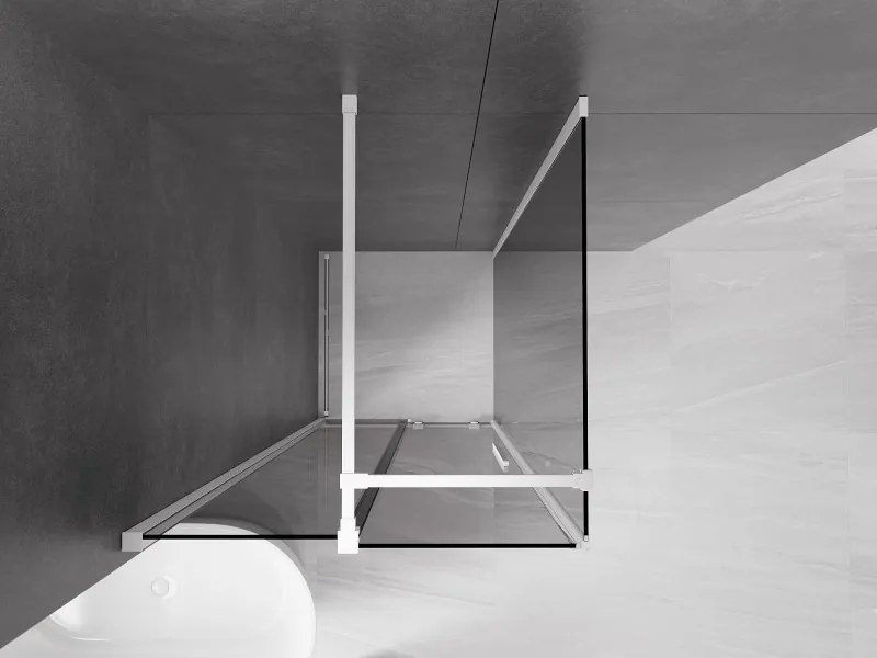 Mexen Velar, sprchový kout s posuvnými dveřmi 90 x 90 cm, 8mm šedé sklo, bílá matná, 871-090-090-41-20