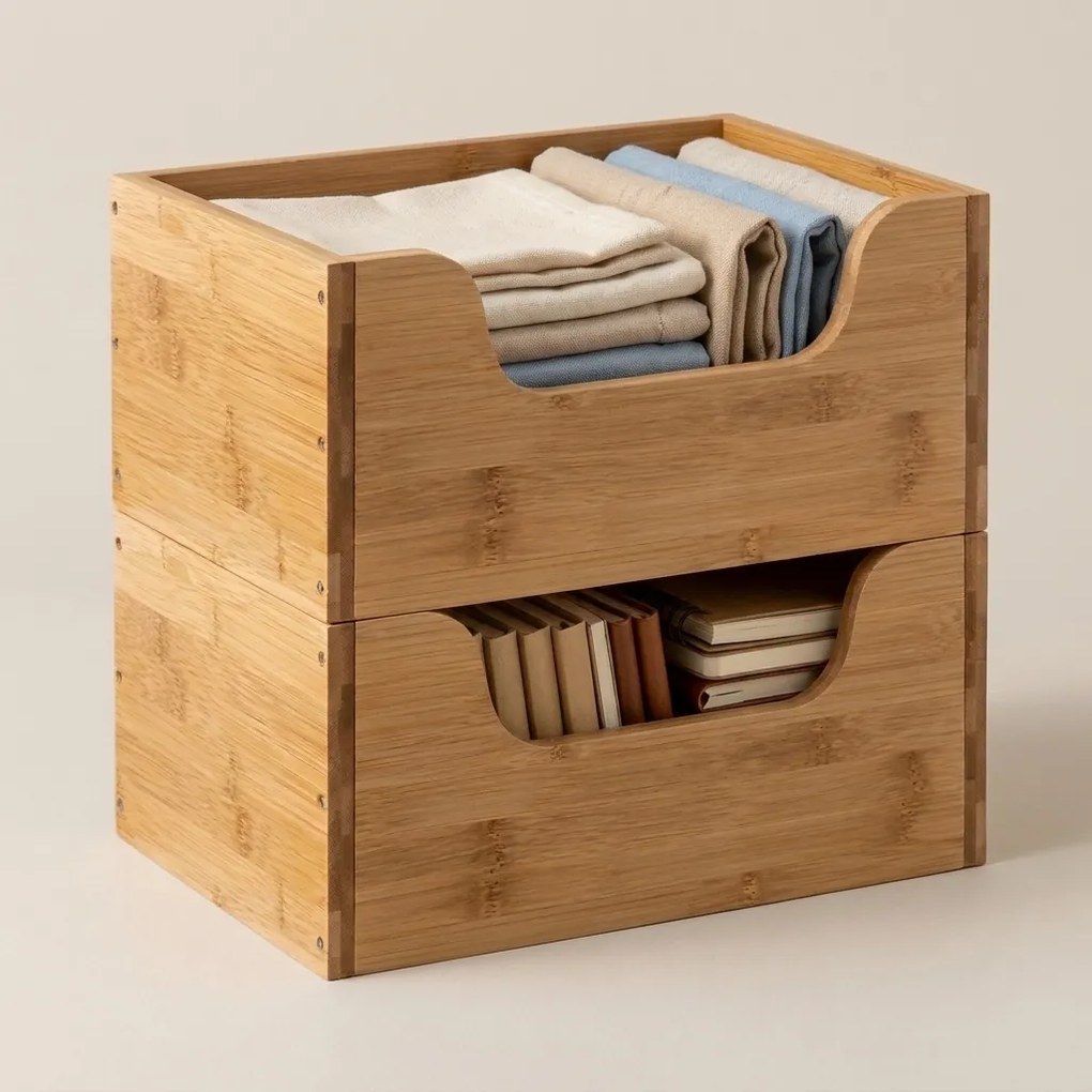 5Five® Stohovatelný bambusový organizér - BAMBO, 31,5 x 15 x 21,5 cm