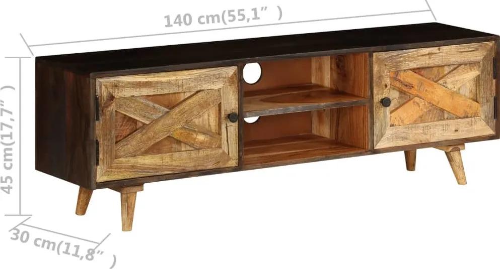 vidaXL TV stolek z masivního mangovníkového dřeva 140 x 30 x 45 cm [246162]