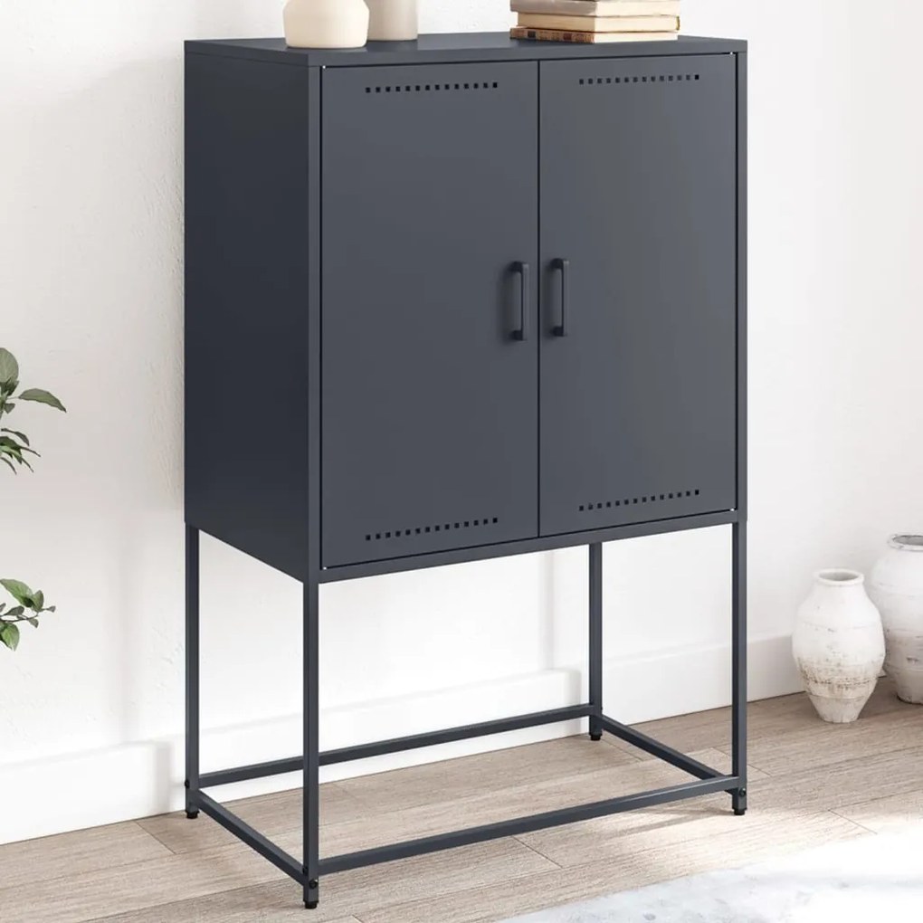 Skříň highboard antracitová 68,5 x 38,5 x 107 cm ocel