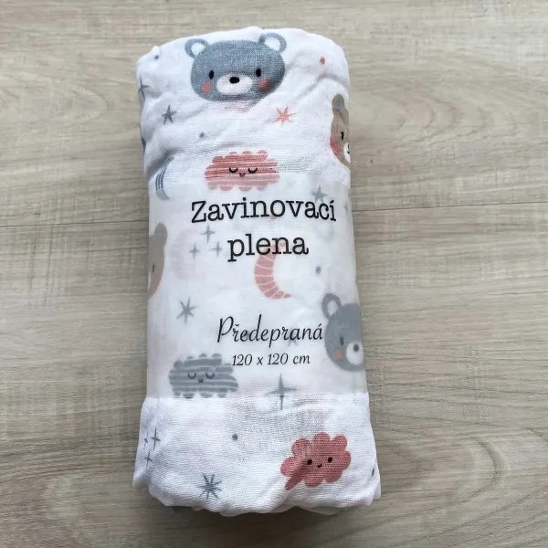 PREM INTERNACIONAL Zavinovací plena 120x120 cm Méďa mráček (balení 1 ks)
