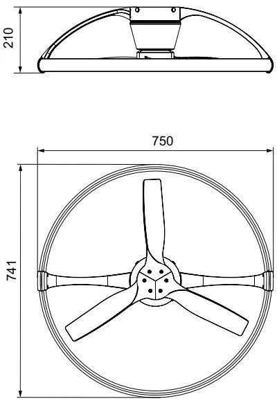 Mantra 7802 Nepal Mini, stropní svítidlo s ventilátorem a dálkovým ovladačem, LED 55W 2700K-5000K, černá, průměr 75cm