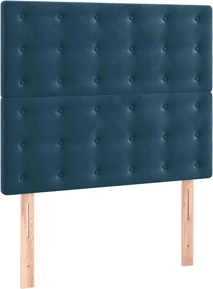 Box spring postel s matrací a LED tmavě modrá 90x190 cm samet 3136339