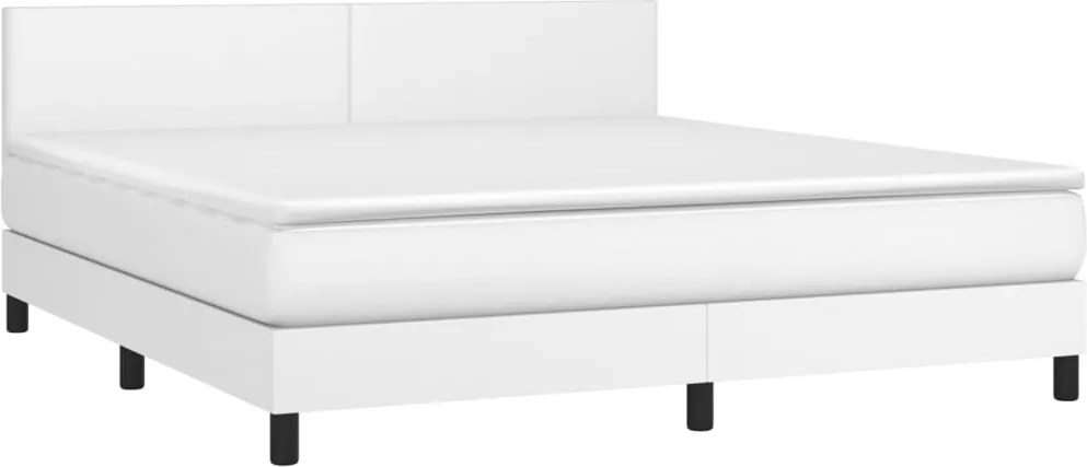 Box spring postel s matrací bílá 160x200 cm umělá kůže 3141012