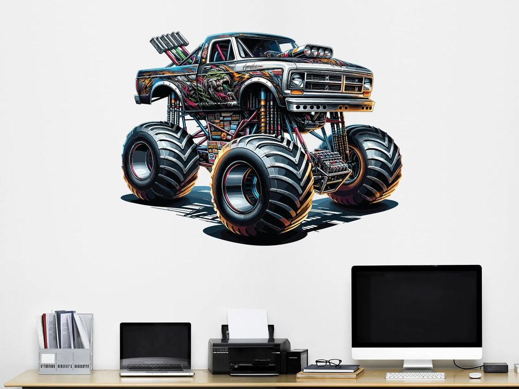 Monster truck 01 textilní přelepitelná samolepka na zeď arch 75 x 57 cm