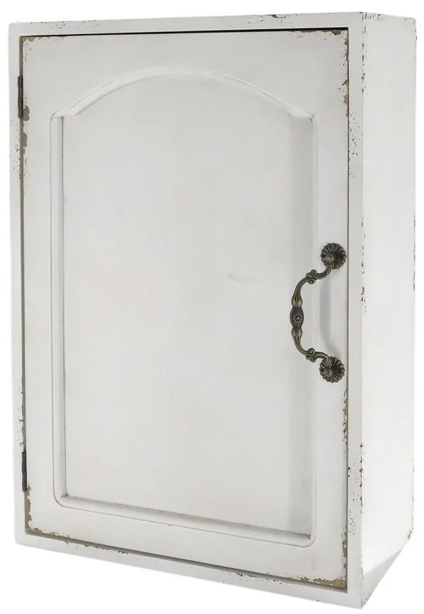 Krémová antik nástěnná dřevěná skříňka s dvířky Chantal - 35*19*50 cm