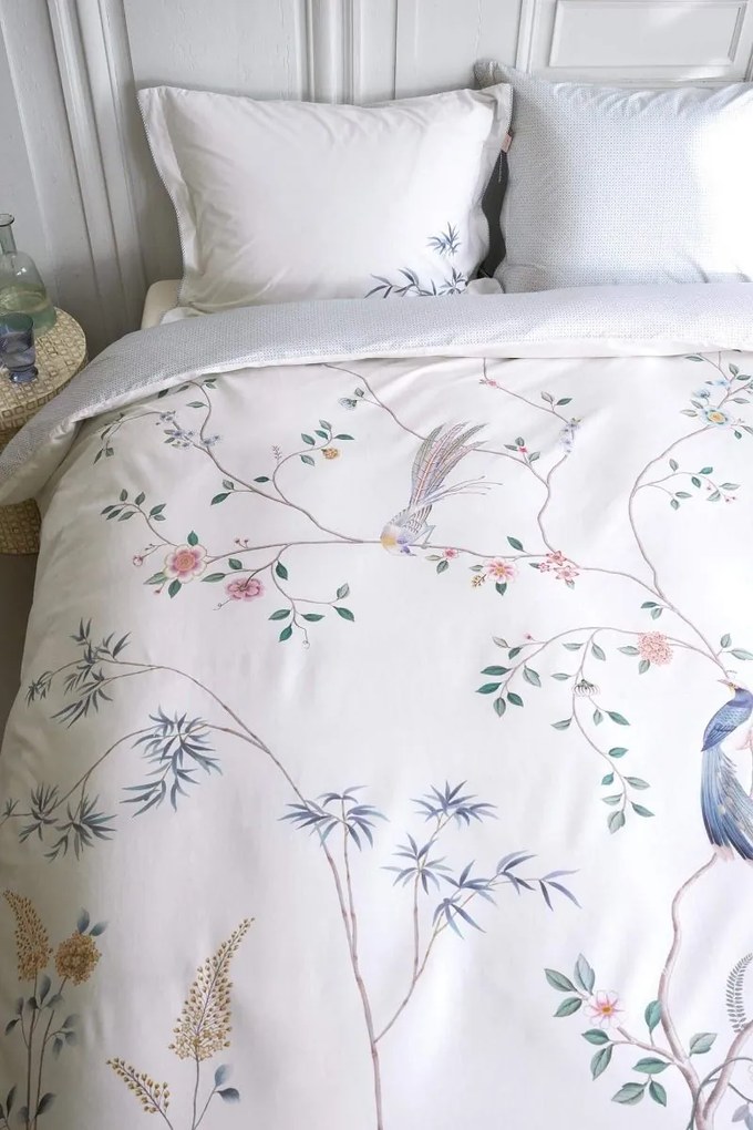 Pip Studio perkálové povlečení Bamboo Blossom bílý 140x200 + 70x90 cm (Bavlněné perkálové povlečení na jednolůžko v dárkovém boxu)