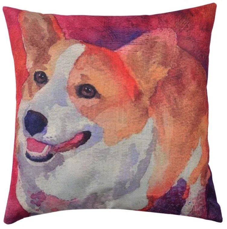 Povlak na polštář s motivem velškorgiho Psi – 43x43 cm