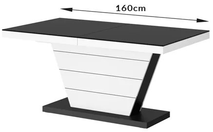 Jídelní stůl VEGA (černý lesk/bílý lesk/černý lesk)