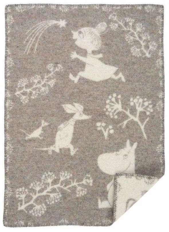 Vlněná dětská deka Moomin Winterland grey 65x90, Klippan Švédsko Šedá