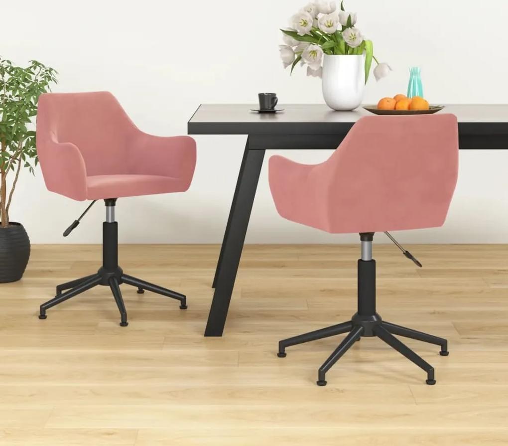 vidaXL Otočné jídelní židle 2 ks samet [331008] Barva: krémová