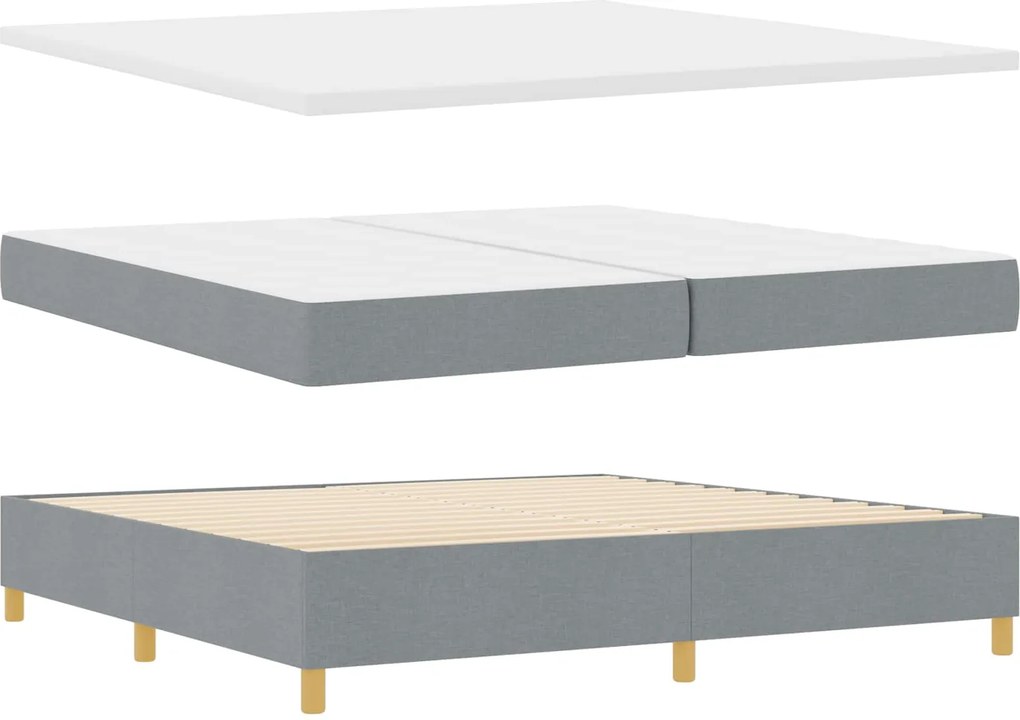 Postel s boxspringem s čelo Světle šedá 200 x 200 cm textil 3339721