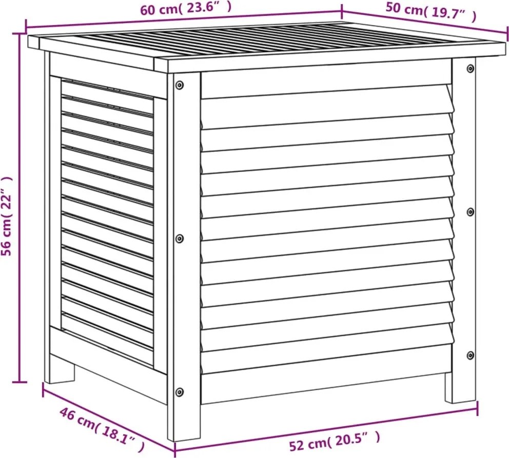 vidaXL Zahradní úložný box s lamelami 60 x 50 x 56 cm masivní akácie [365839]