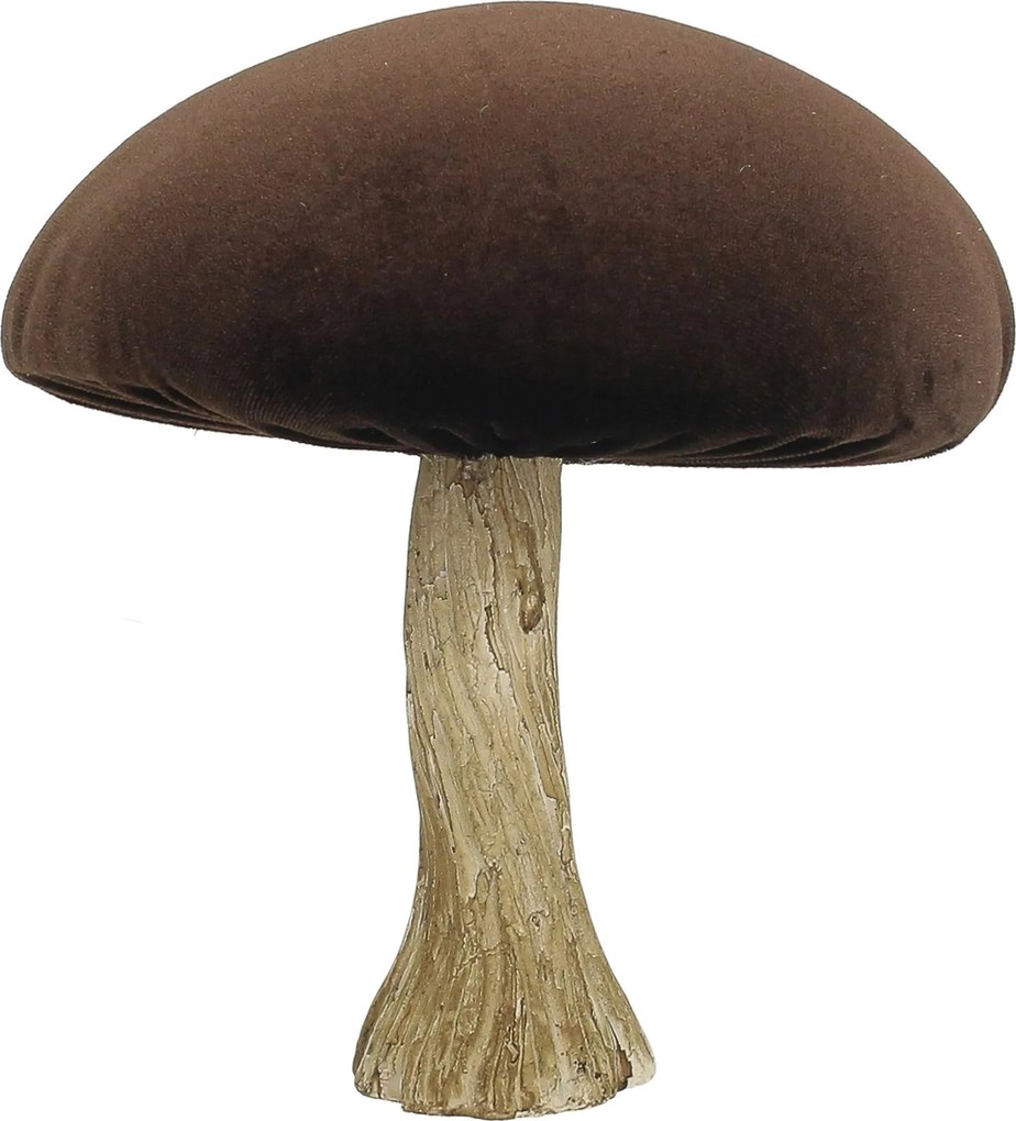 Dekoracja Velvet Mushroom 17 cm brown