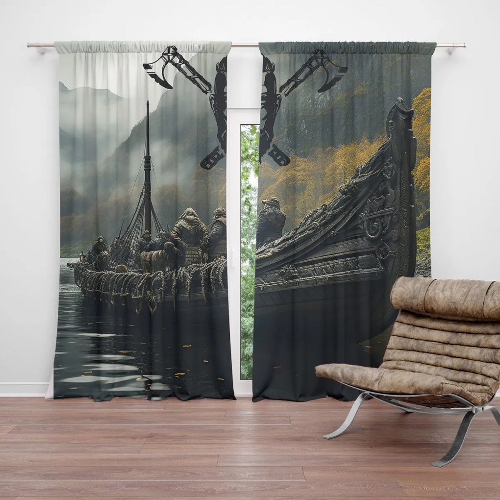 Sablio Závěs Vikingové Loď: 2ks 140x250cm