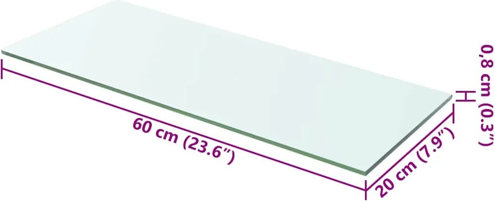 Policové desky 2 ks sklo čiré 60 x 20 cm 3051564