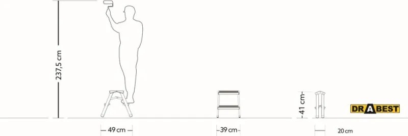 Hliníkové štafle 2x2 stupně oboustranné DRABEST DD2 PRO
