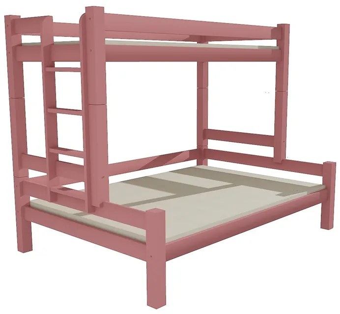 Vomaks Patrová postel s rozšířeným spodním lůžkem 8X8 6B 100/120 x 180 cm moření ořech vpravo