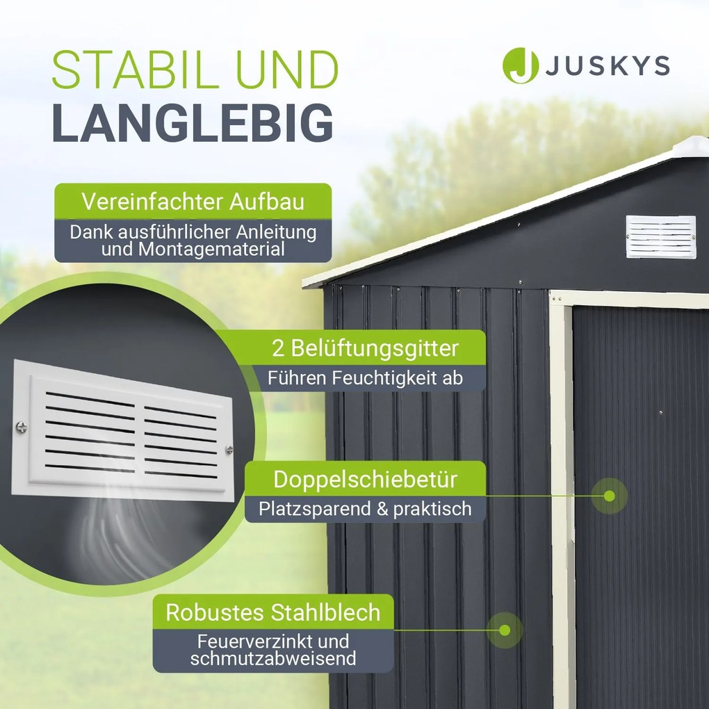 Juskys Kovový zahradní domek se základovým rámem Barva: antracitová, Velikost: XL