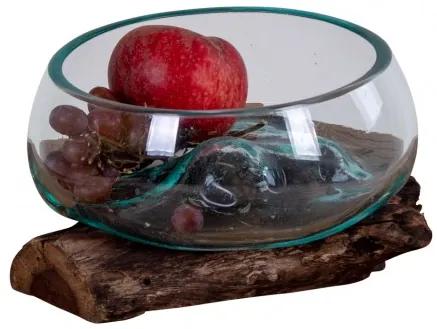 Mísa na ovoce na samorostu SAN MARINO kapka,dřevo a sklo,Ø15xH15 cm House Nordic 4501055