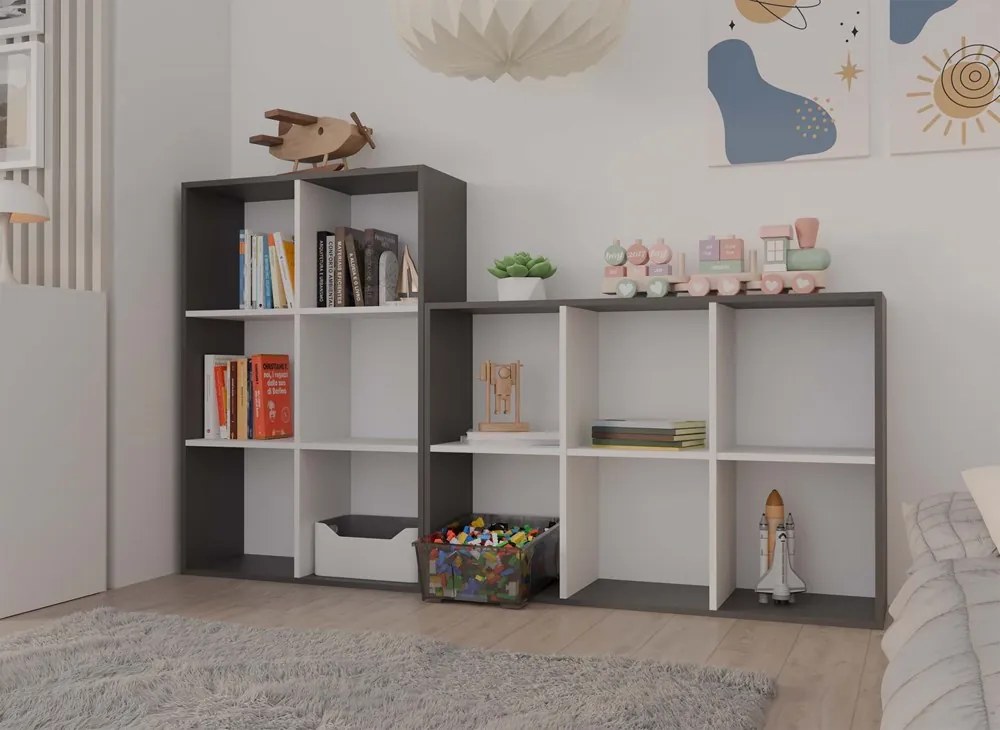 FALCO Regál Manja 2x3 antracit/bílá