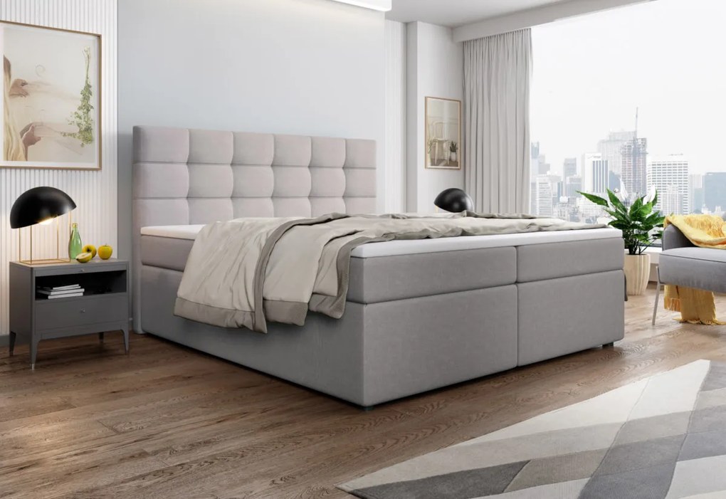 Expedo Čalouněná postel boxspring SALMA + topper, 160x200, inari 100