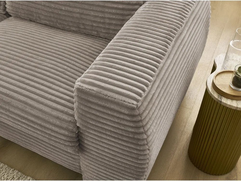 Taupe manšestrová pohovka na každodenní spaní/rozkládací 240 cm Hugo – Bobochic Paris
