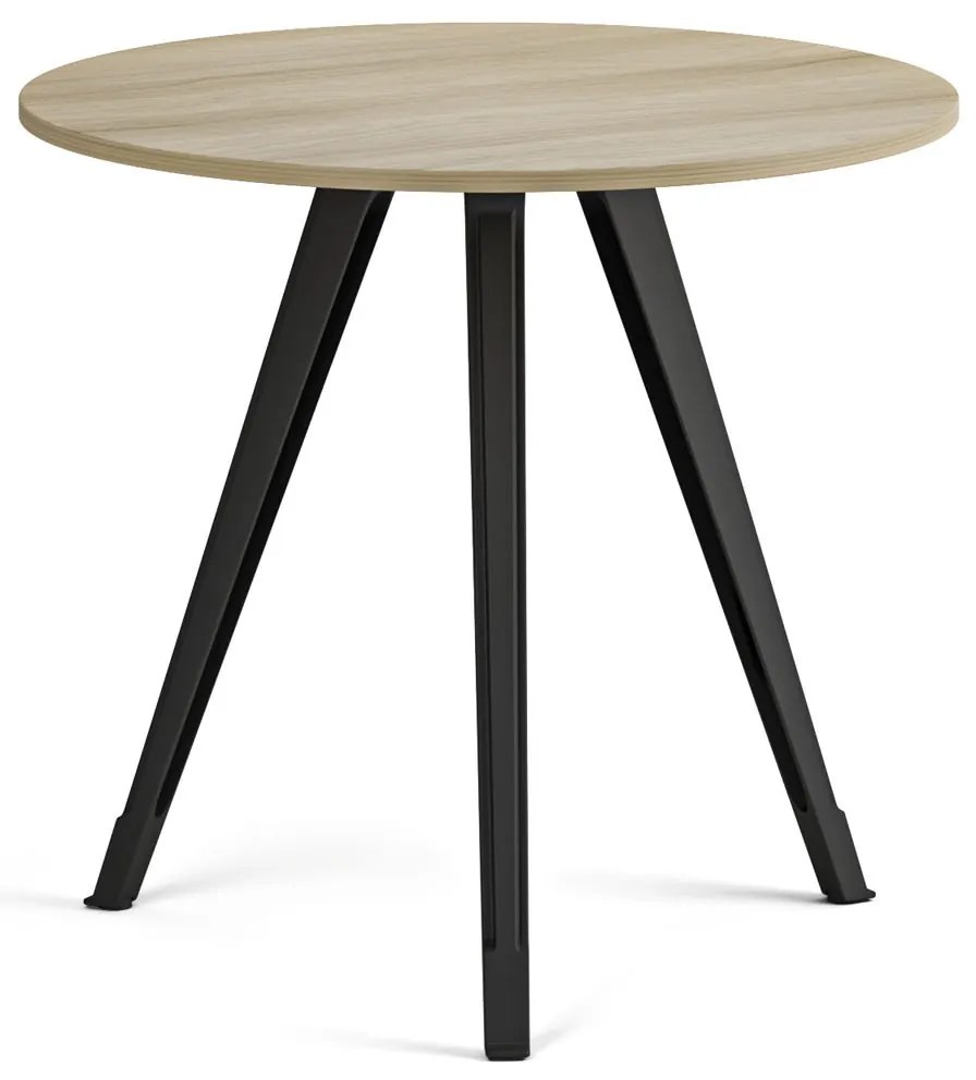 Konferenční stůl PRIMO ZEN, průměr 80 cm, černá podnož, dub přírodní