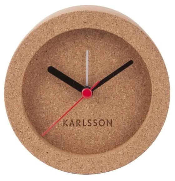 Hnědé stolní korkové hodiny s budíkem Karlsson Tom