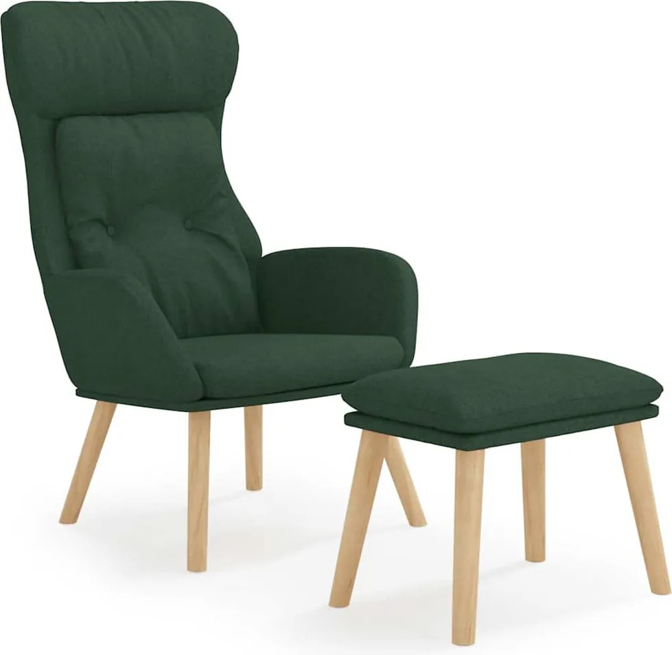 Relaxační křeslo s podnožkou tmavě zelené textil 3097755