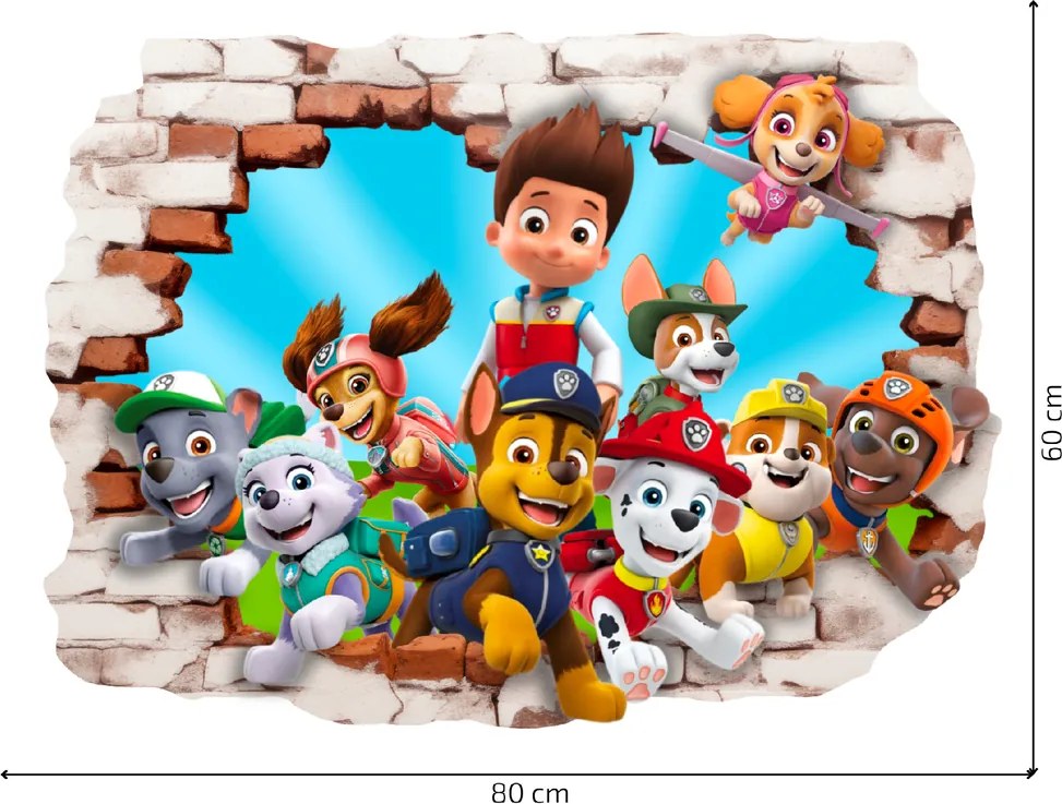Samolepka na zeď "PAW Patrol" 80x60 cm