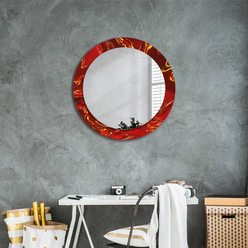 Kulaté dekorativní zrcadlo na zeď Červený mramor fi 70 cm