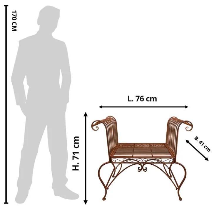 Hnědo-rezavá kovová dekorační zahradní židle – 76x41x71 cm