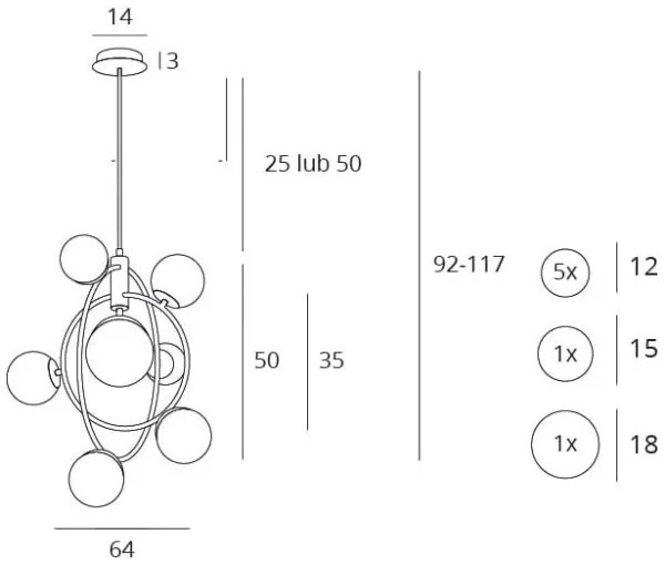 MAXLIGHT P0378 - Lustr na tyči COSMOS 7xG9/40W/230V zlatá