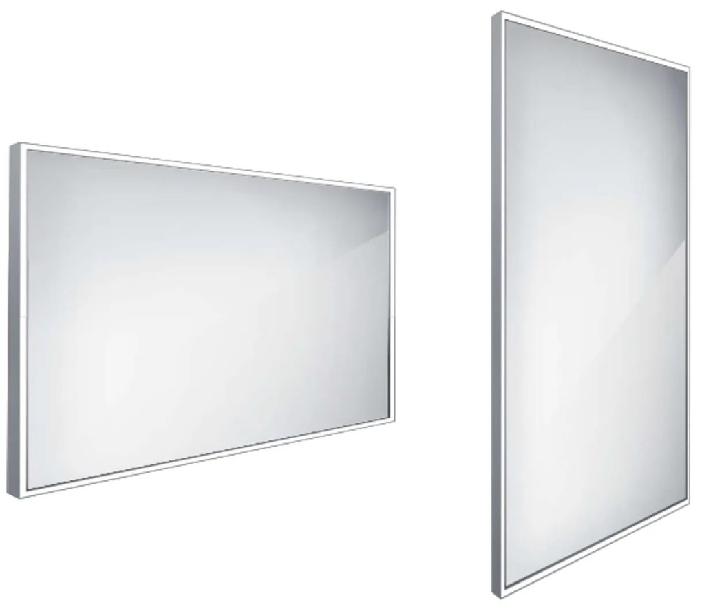 Nimco - Zrcadlo s LED osvětlením, 120x70 cm, hranaté, aluminium ZP 13006
