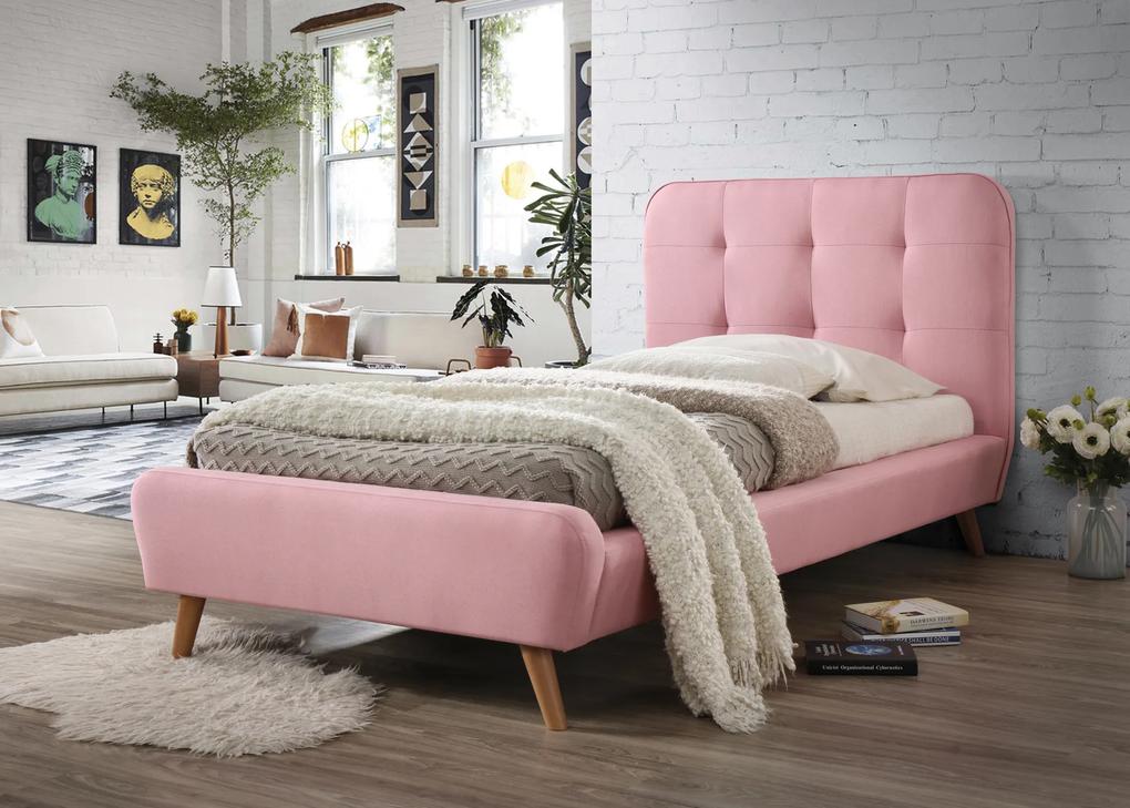 Čalouněná postel TIFFANY 90 x 200 cm, růžová