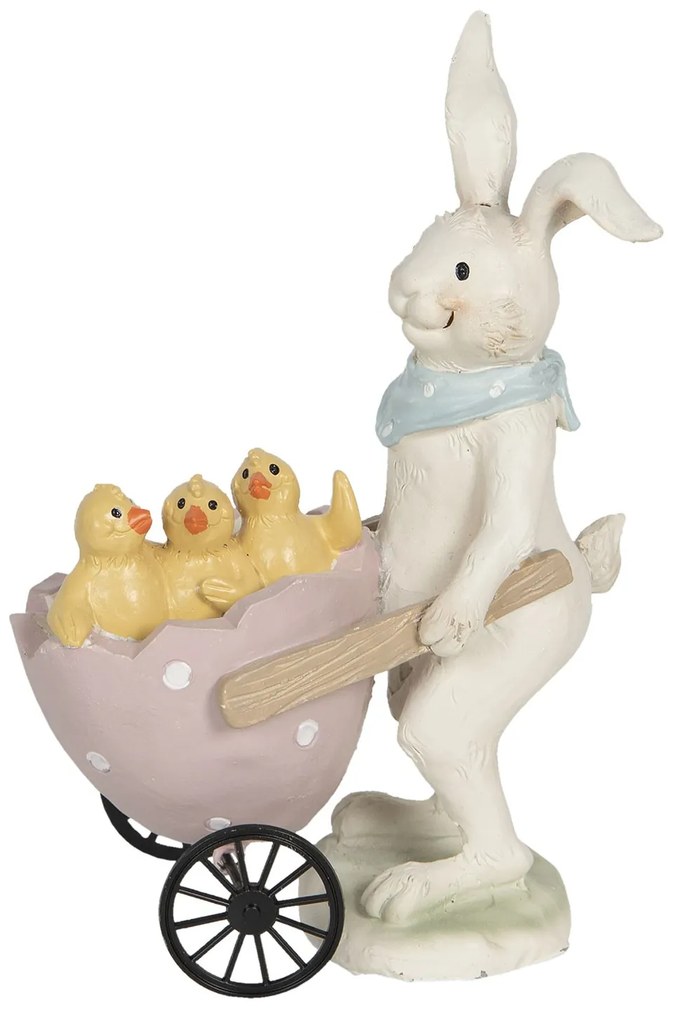 Dekorace králík s vozíkem a kuřátky - 11*6*15 cm