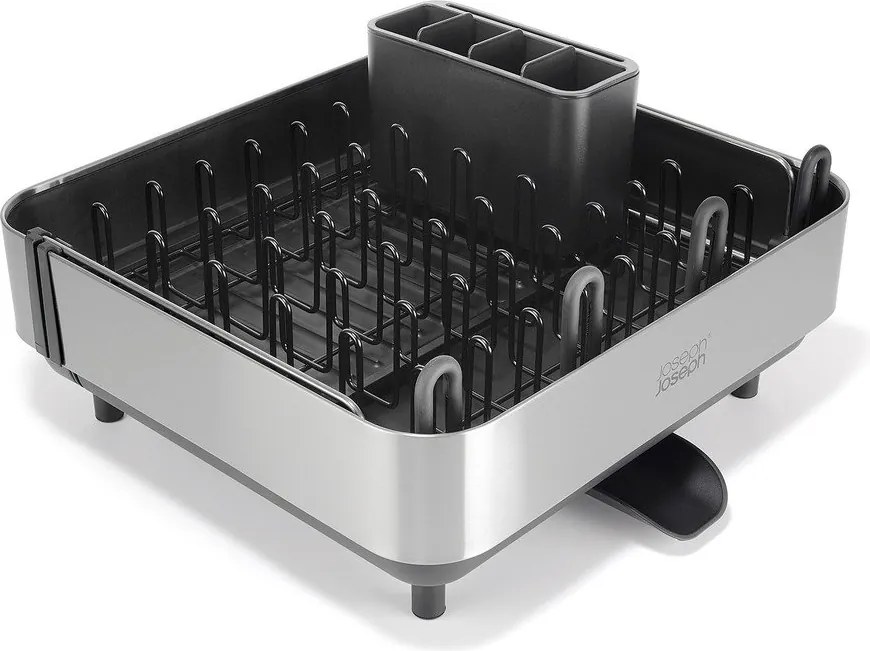 Černý nastavitelný plastový odkapávač 35,5x38 cm Extend Steel Plus – Joseph Joseph