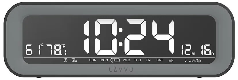 Černý digitální budík LAVVU SMART do sítě s rádiem LAD4010